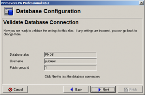 Primavera P6 Database Connection Configuration Details