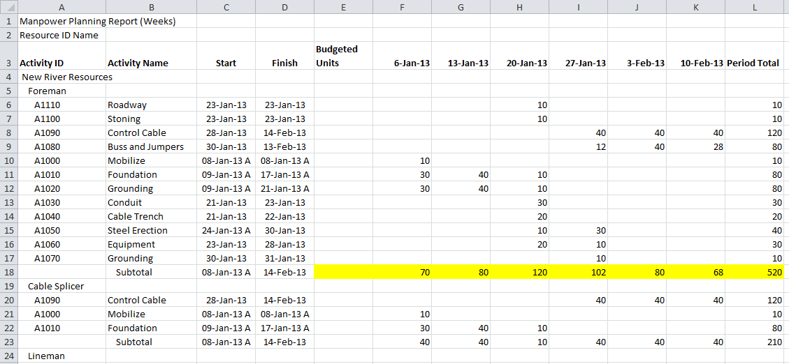 Primavera P6: Time Distributed Reporting and Microsoft Excel