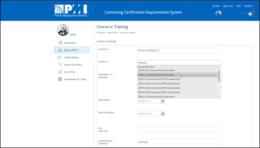 How To Report PMI Professional Development Units (PDUs)