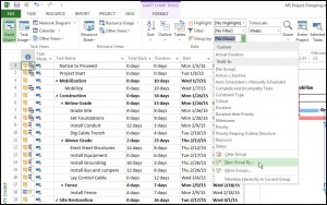 Grouping Tasks in Microsoft Project 2013