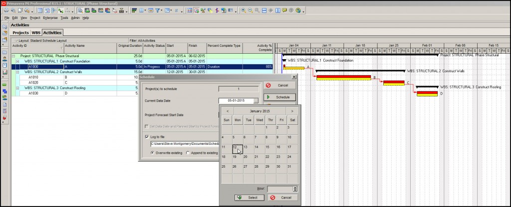 Updating Activities in Primavera P6