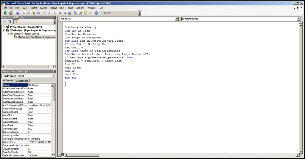 Microsoft Project Visual Basic Application Programming - A Brief Introduction
