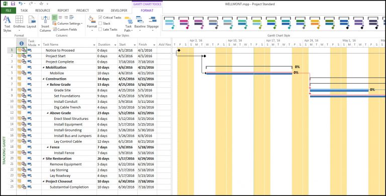 Displaying Two Baselines in Microsoft Project Gantt Chart