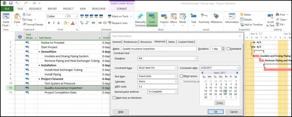 Microsoft Project and the Must Start On Hard Constraint