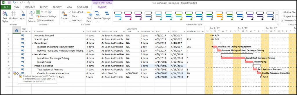 Microsoft Project and the Must Start On Hard Constraint