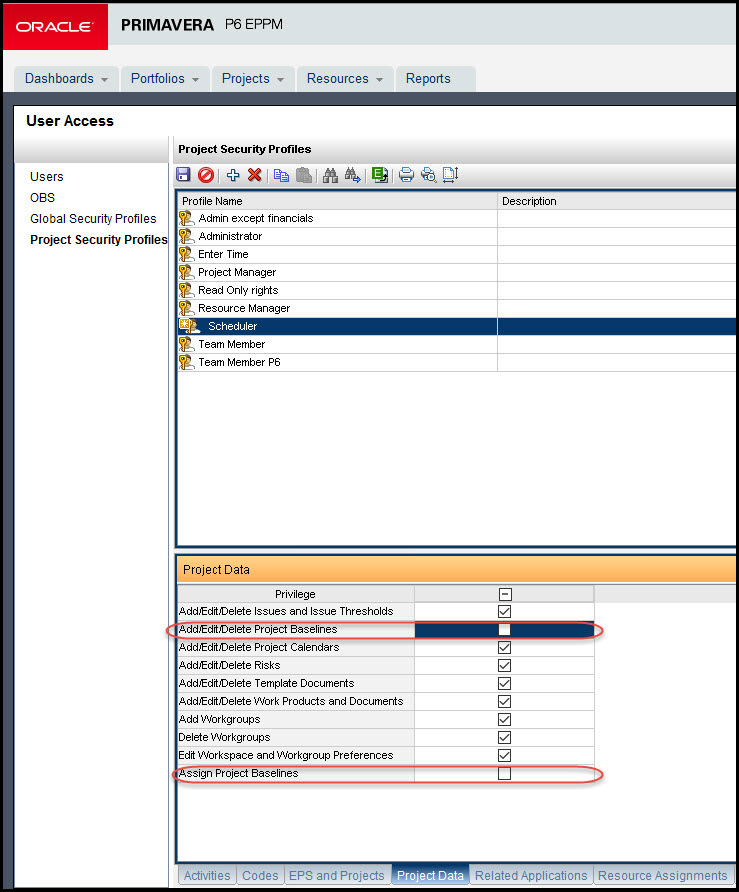 Control the Project Baseline in Primavera P6 EPPM
