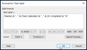 Task Bar Labels Using Multiple Fields In Microsoft Project