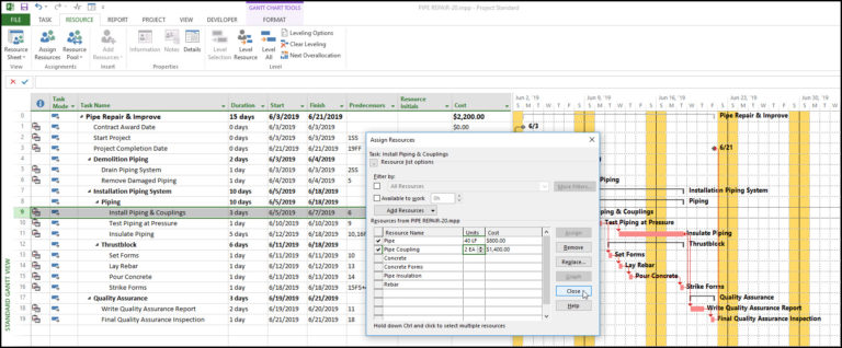 How to Define Material Resources In Microsoft Project
