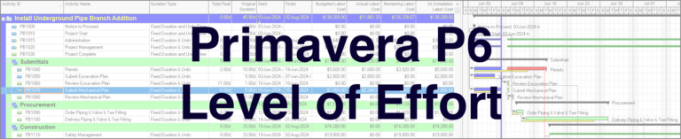 Primavera P6 Level of Effort - Ten Six Consulting