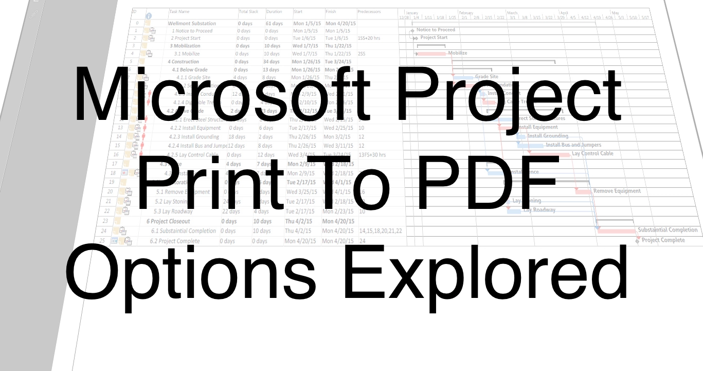 Microsoft Project Print To PDF Options Explored