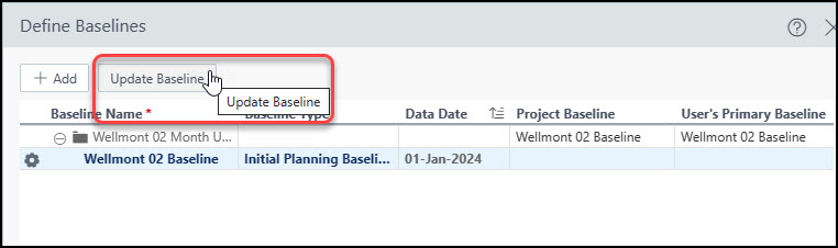Primavera P6 EPPM Baseline Update - Ten Six