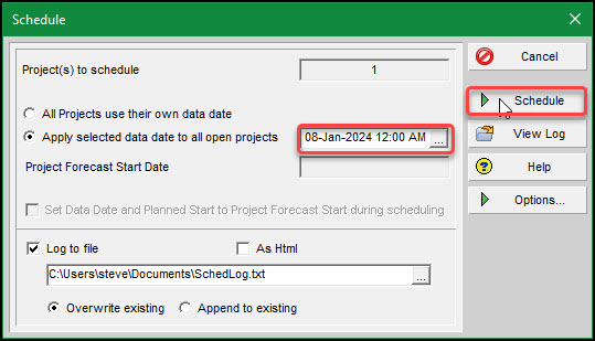 Data Date Timestamp in P6 and Schedule Progress - Ten Six