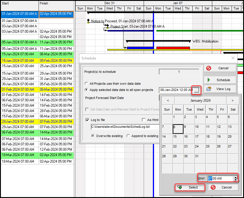 Data Date Timestamp in P6 and Schedule Progress - Ten Six