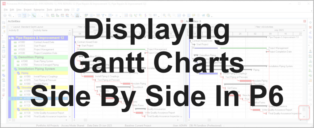 Displaying Gantt Charts Side By Side In P6 - Ten Six Consulting