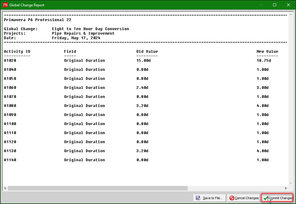 Calendar Time Periods in P6 Professional - Ten Six