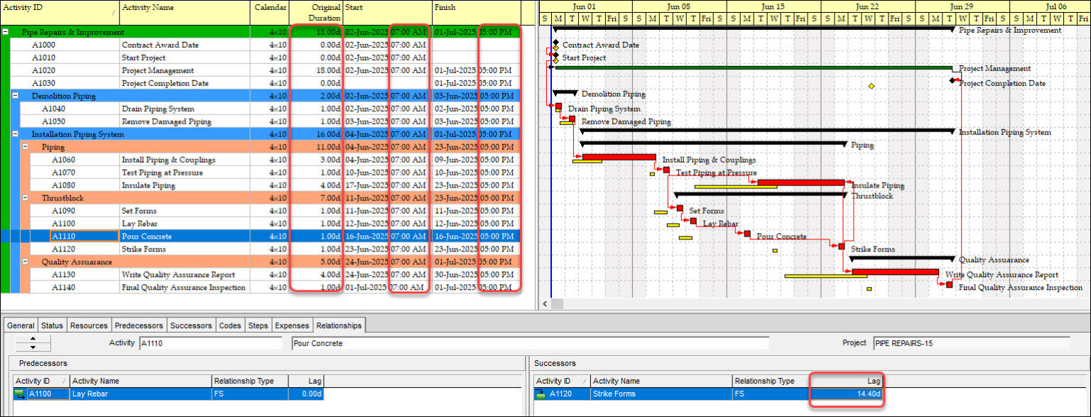 Calendar Time Periods in P6 Professional - Ten Six Consulting