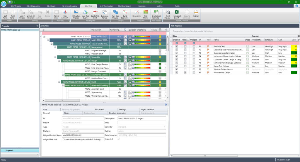 Cost Risk Analysis with Schedule Overlay in Acumen Risk - Ten Six ...