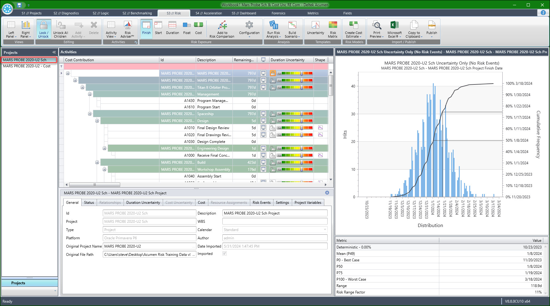 Cost Risk Analysis with Schedule Overlay in Acumen Risk - Ten Six