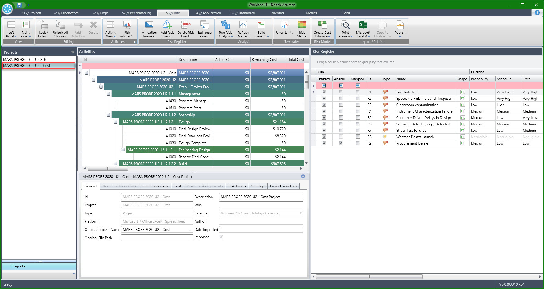 Cost Risk Analysis with Schedule Overlay in Acumen Risk - Ten Six