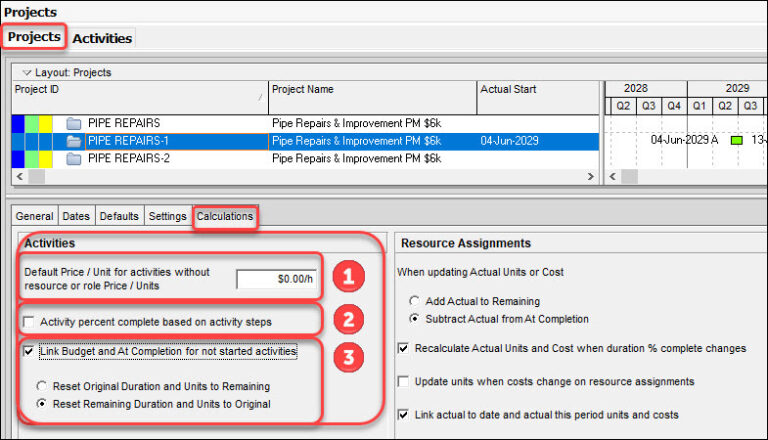 Link Budget and At Completion Project Calculations Setting in P6 - Ten ...