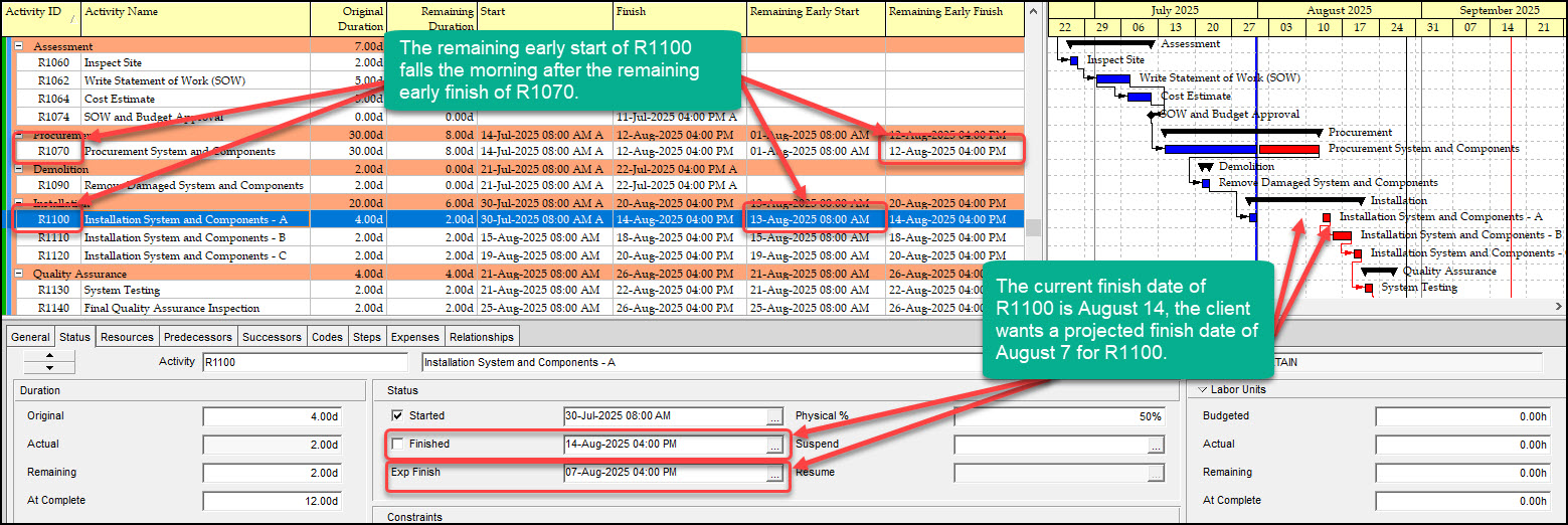 Out-of-Sequence Progress, Retained Logic and Downstream Tasks in P6 - Ten Six