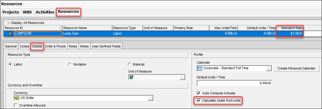 Calculate Costs from Units in Primavera P6 - Ten Six Consulting