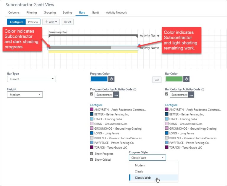 Use Gantt Chart Taskbar Colors to Show Progress by Activity Code in P6 EPPM