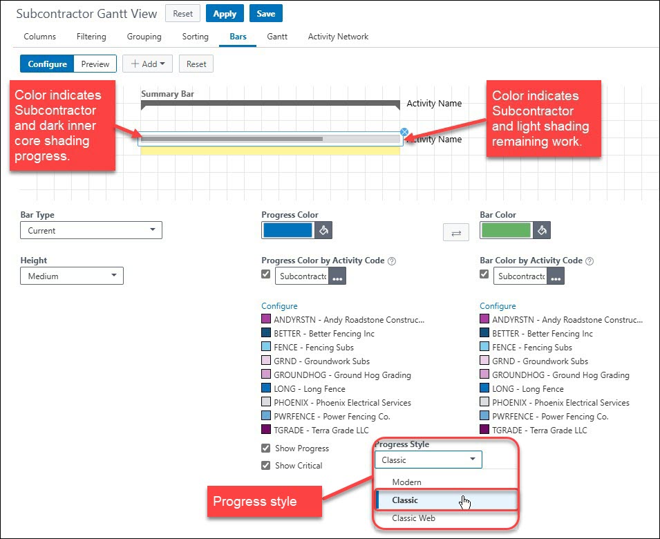 Use Gantt Chart Taskbar Colors to Show Progress by Activity Code in P6 EPPM