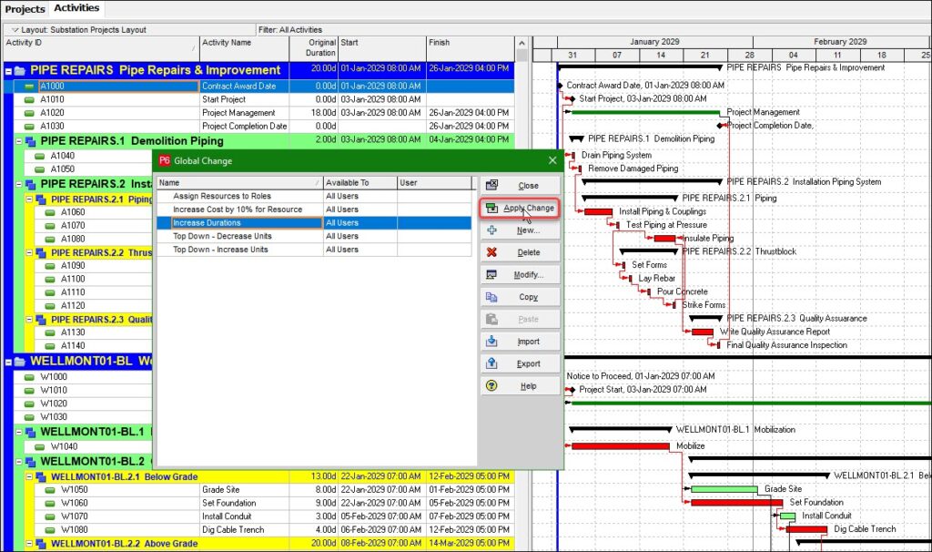 New Global Change Report Feature in P6 - Ten Six