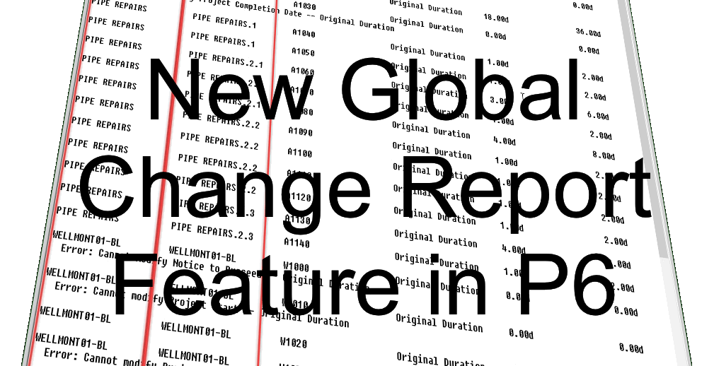 New Global Change Report Feature in P6 - Ten Six