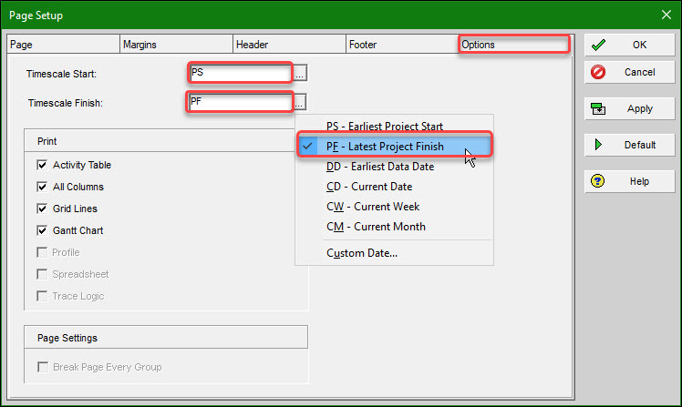 Sizing the Activity Table for Printout in P6 Professional - Ten Six