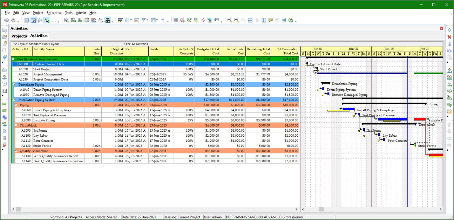 Sizing the Gantt Chart for Printout in P6 Professional - Ten Six
