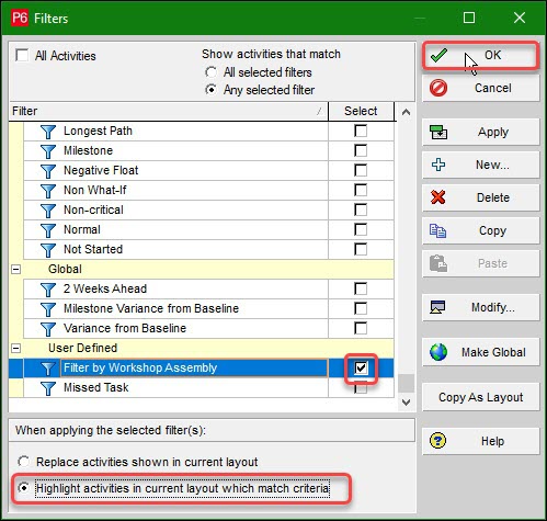 Filter a Schedule by WBS Name in P6 - Ten Six