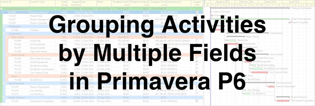 Grouping Activities by Multiple Fields in P6 - Ten Six