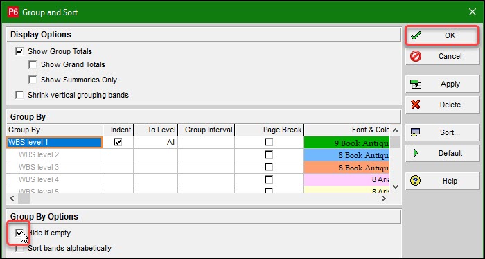 Matching Criterion for Selected Filters in P6 Professional - Ten Six