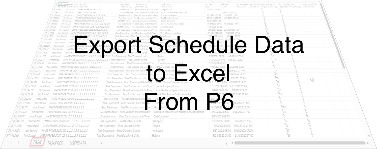 Export Schedule Data to Excel From P6 - Ten Six